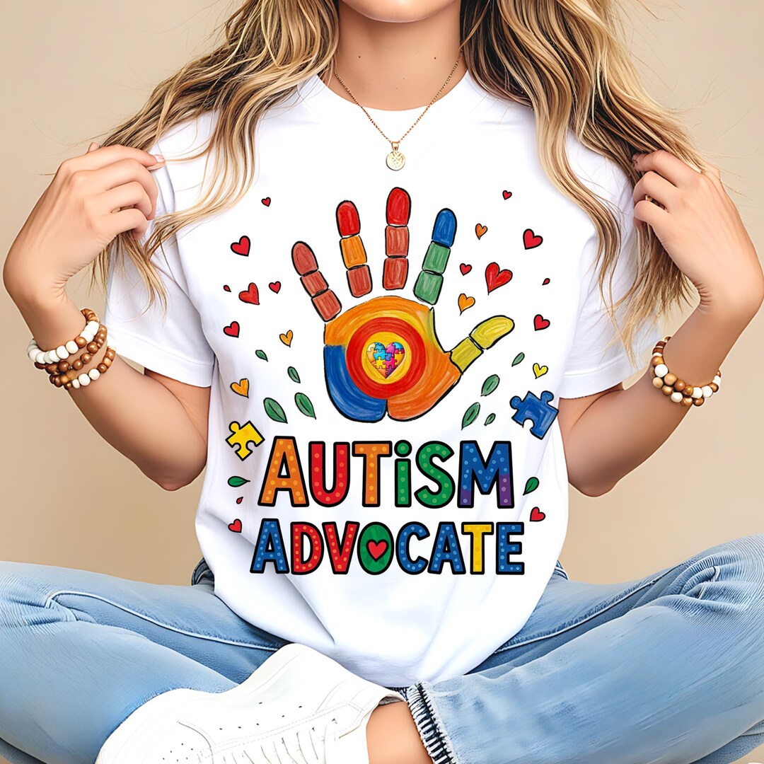 Autism Advocate Handprint Puzzle Heart PNG Design - Colorful Autism ...
