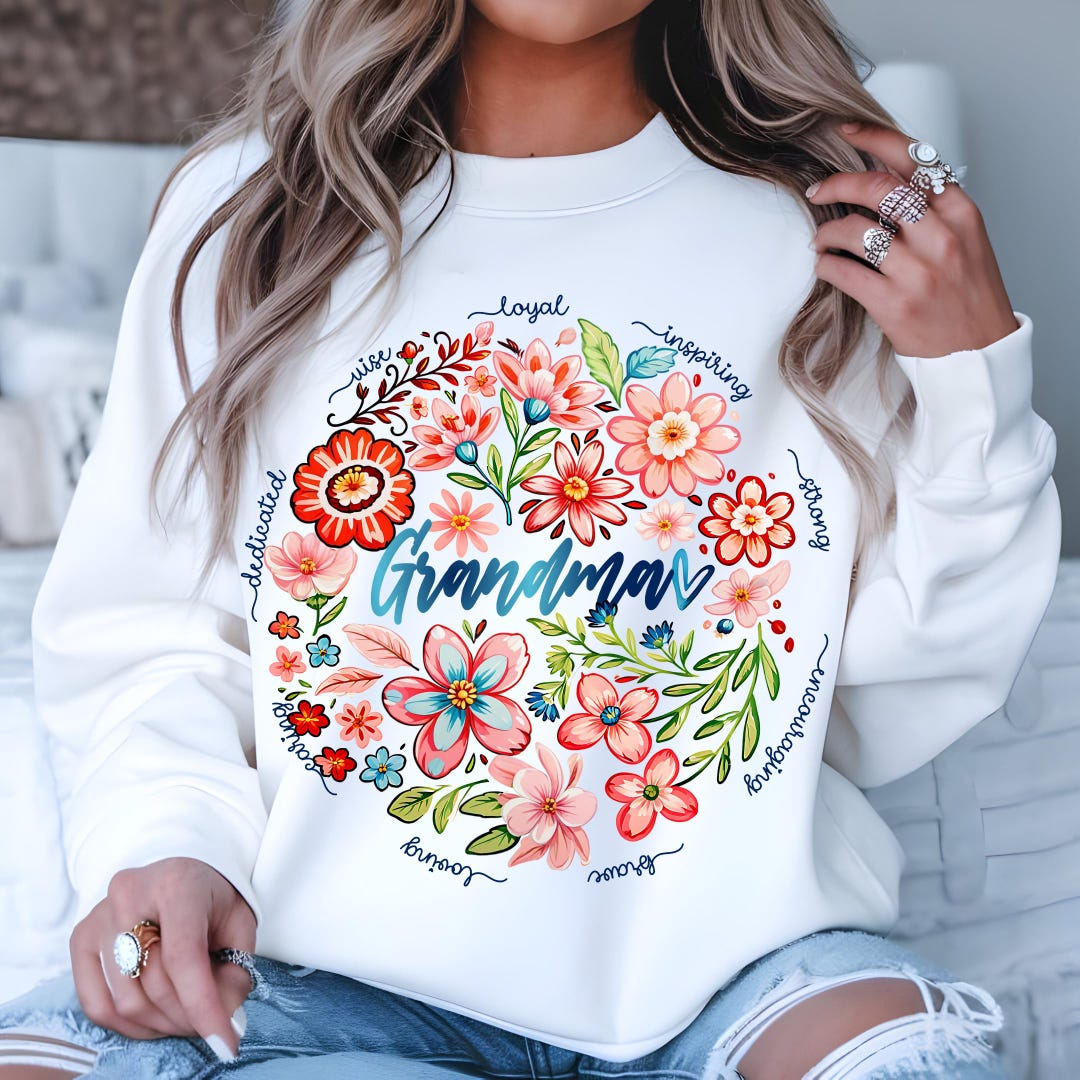 Boho Floral Grandma PNG, Grandma Adjectives Png, She is Grandma Png ...