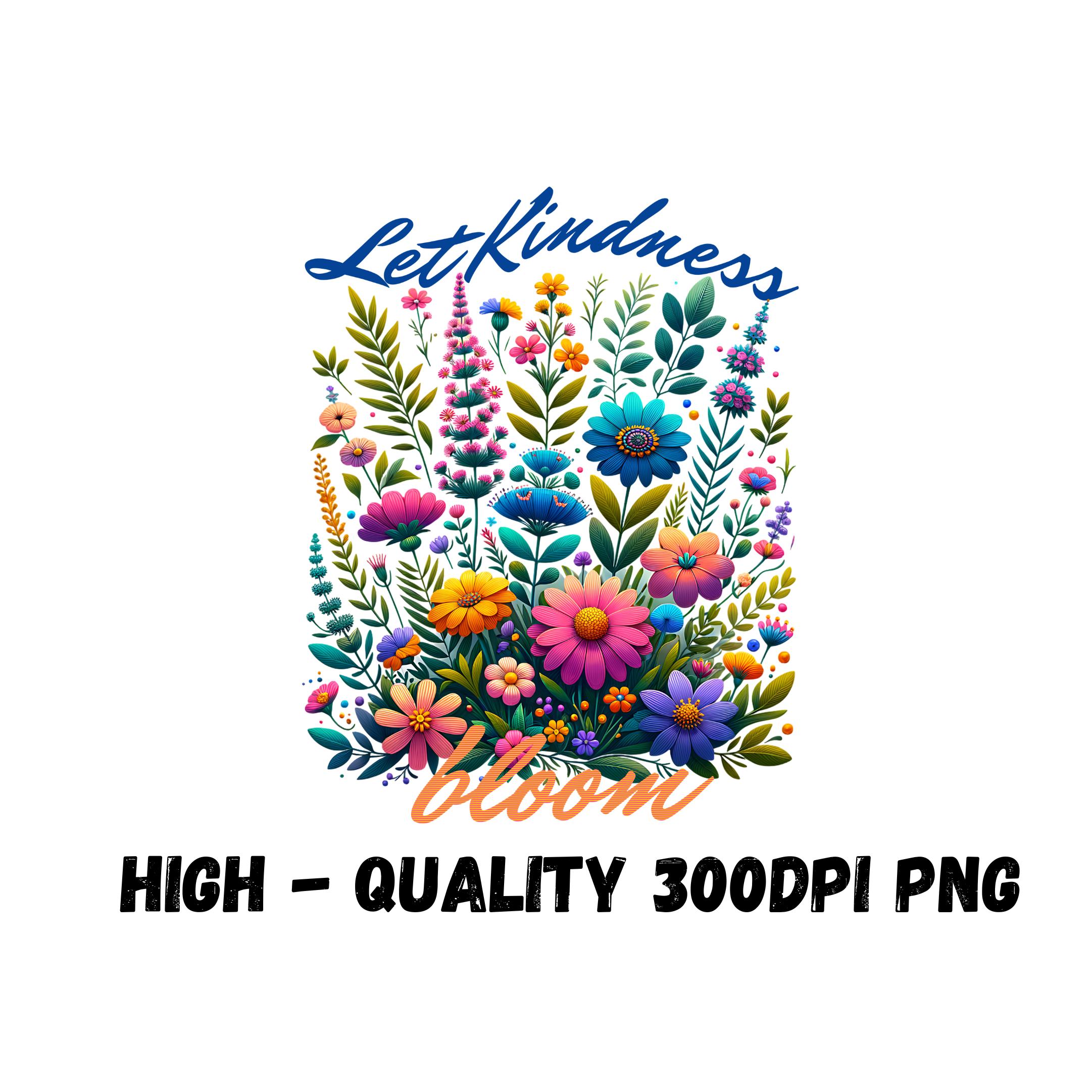 Let Kindness Bloom Png, Flower Svg, Retro Flower Png, Boho Flower Png ...