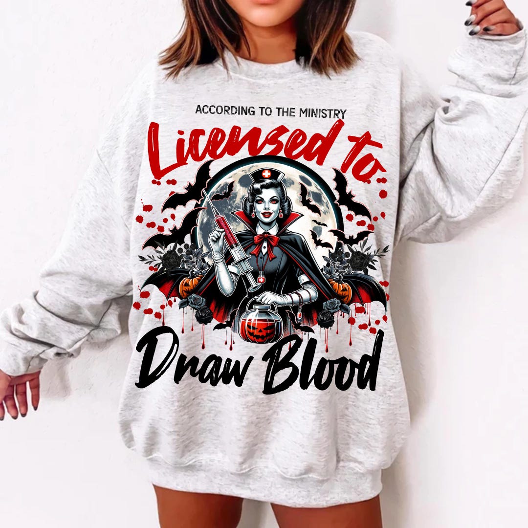Licensed to Draw Blood PNG, Vampire Nurse Halloween PNG, Goth Nurse ...