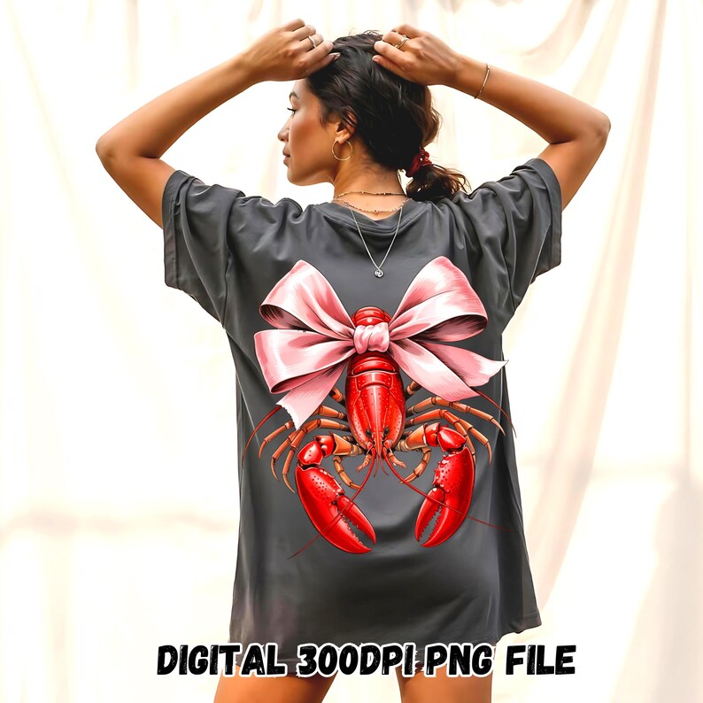 Coquette Crawfish PNG, Preppy Coastal Bow Design, Cute Summer Lobster ...