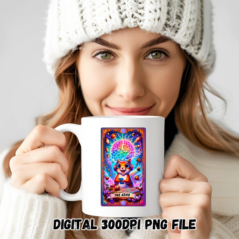 The ADHD Funny Tarot Card PNG, Neurodivergent Sublimation Design, ADD ...