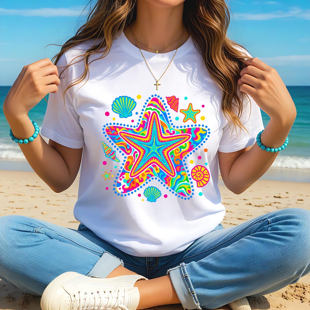 Preppy Starfish Png Colorful Summer Vibes Png Retro Beach Aesthetic Png ...