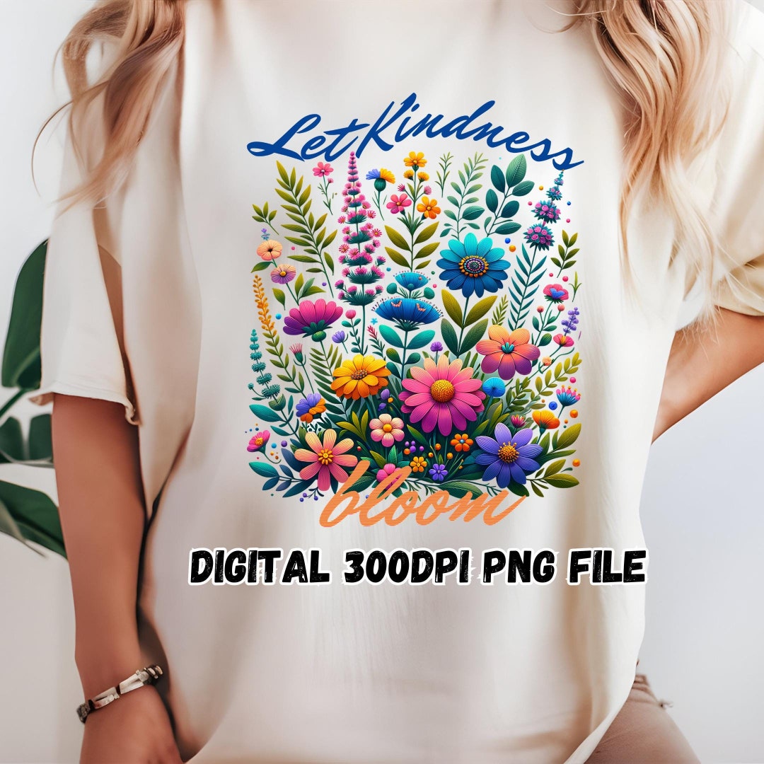 Let Kindness Bloom Png, Flower Svg, Retro Flower Png, Boho Flower Png ...