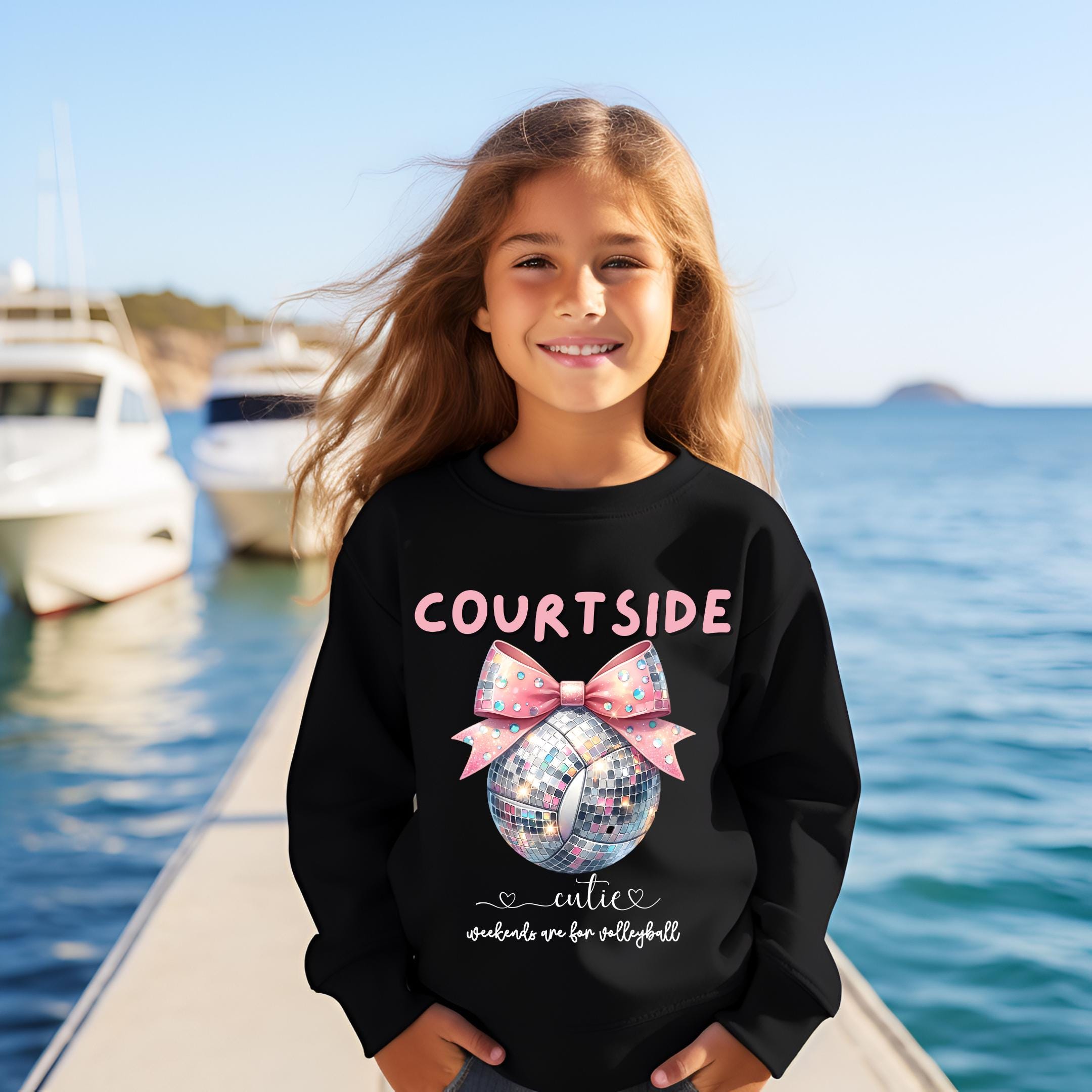 Cute Volleyball Bling PNG Graphic for Little Baller Girl Courtside ...