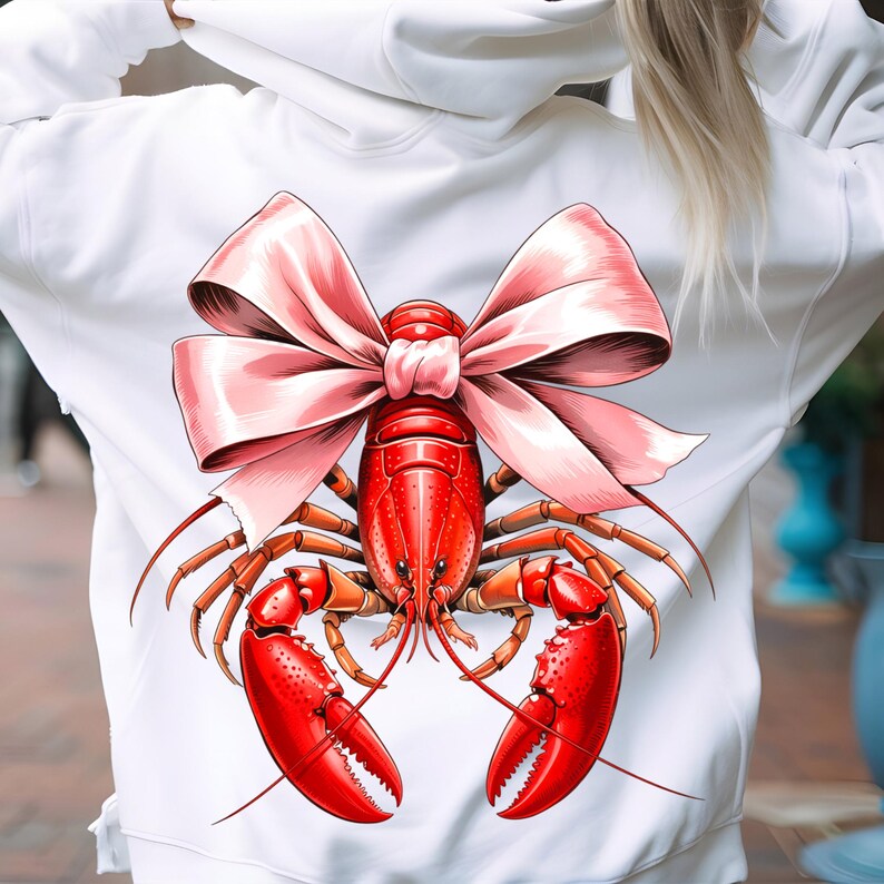 Coquette Crawfish PNG, Preppy Coastal Bow Design, Cute Summer Lobster ...