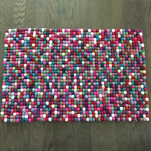 100% Natural Felt Rug, Felt Carpet, Felt Wool Ball,felt Balls Rug, Bath ...