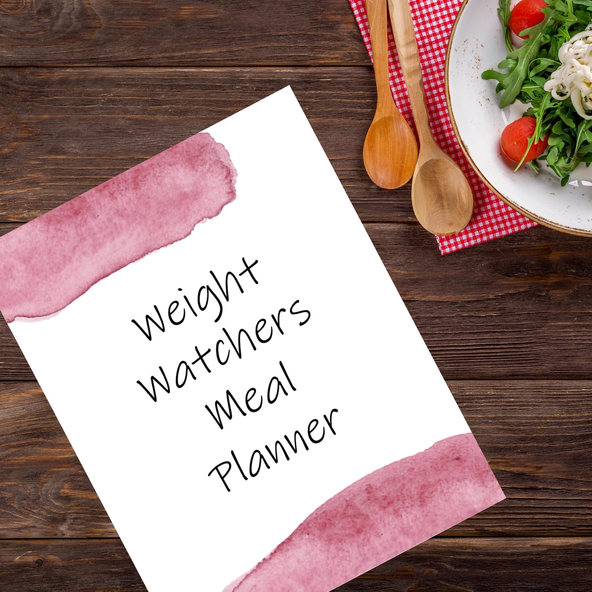 Pink Watercolor Meal Planner, Weight Watchers Planner, Recipe Tracker ...
