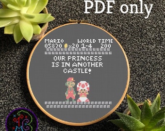 Super Mario Sampler retro Video Game Super Mario Cross Stitch Pattern ...