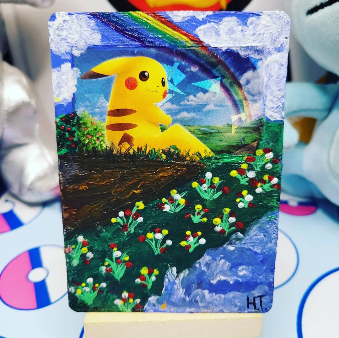 Handpainted Altered PIKACHU 27/73 Holo Shining Legends POKEMON Card TCG ...