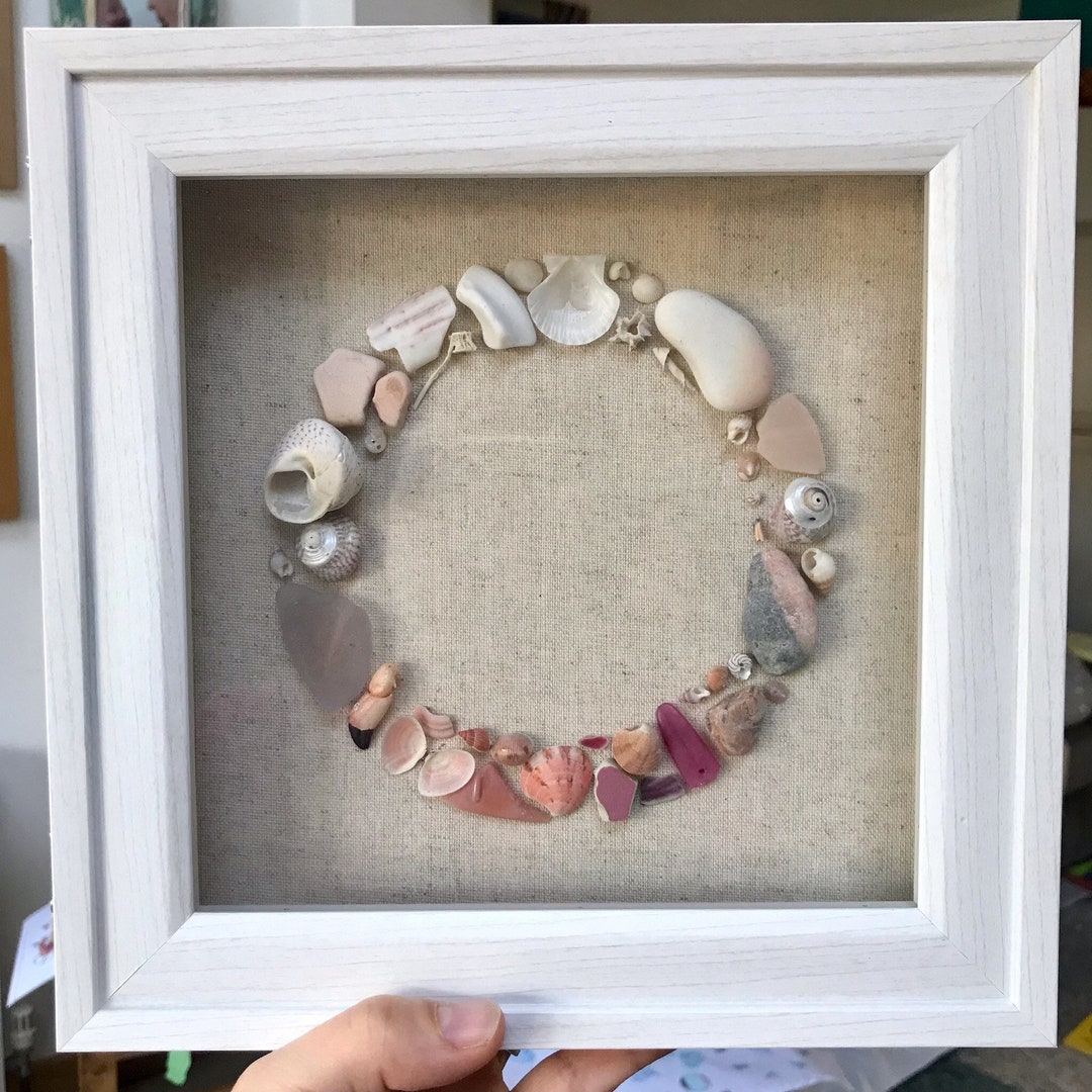 Pink Ombré Beach-combed Artwork / Seaglass, Shell, Beach-pebble, Beach ...