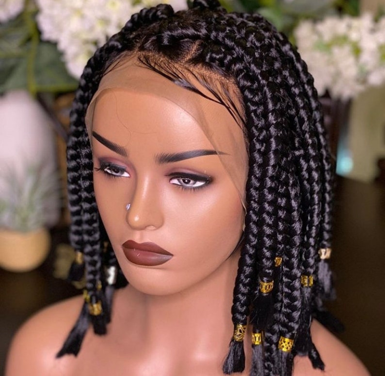 Short Full Lace Box Braided Wigjumbo Triangular Braided Etsy