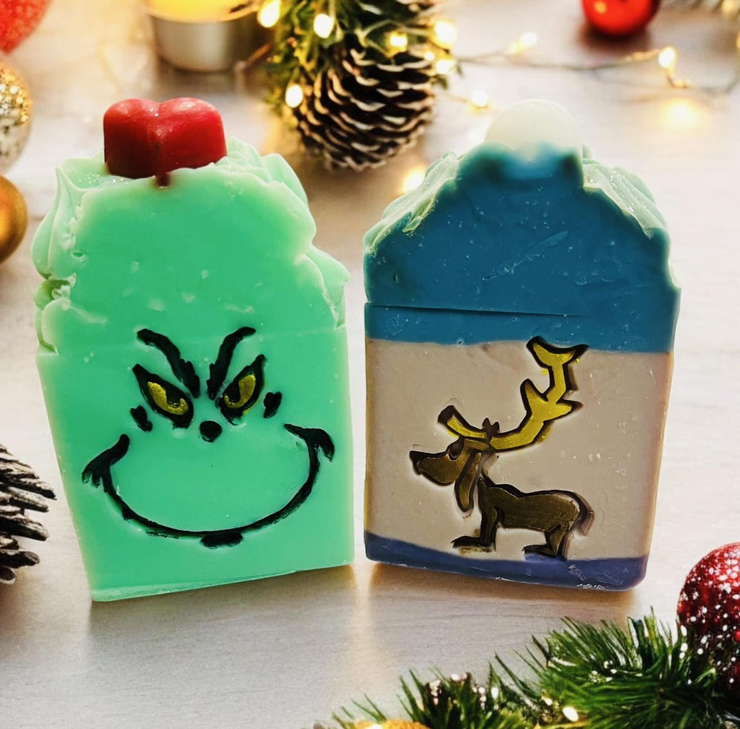 Grinch and Max Soap Set Handmade Artisan Soaps Holiday Gift Merry ...
