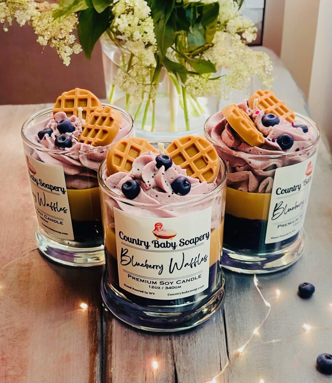 Blueberry Waffles Soy Candle Whipped Frosting and Embeds - 12 Oz ...