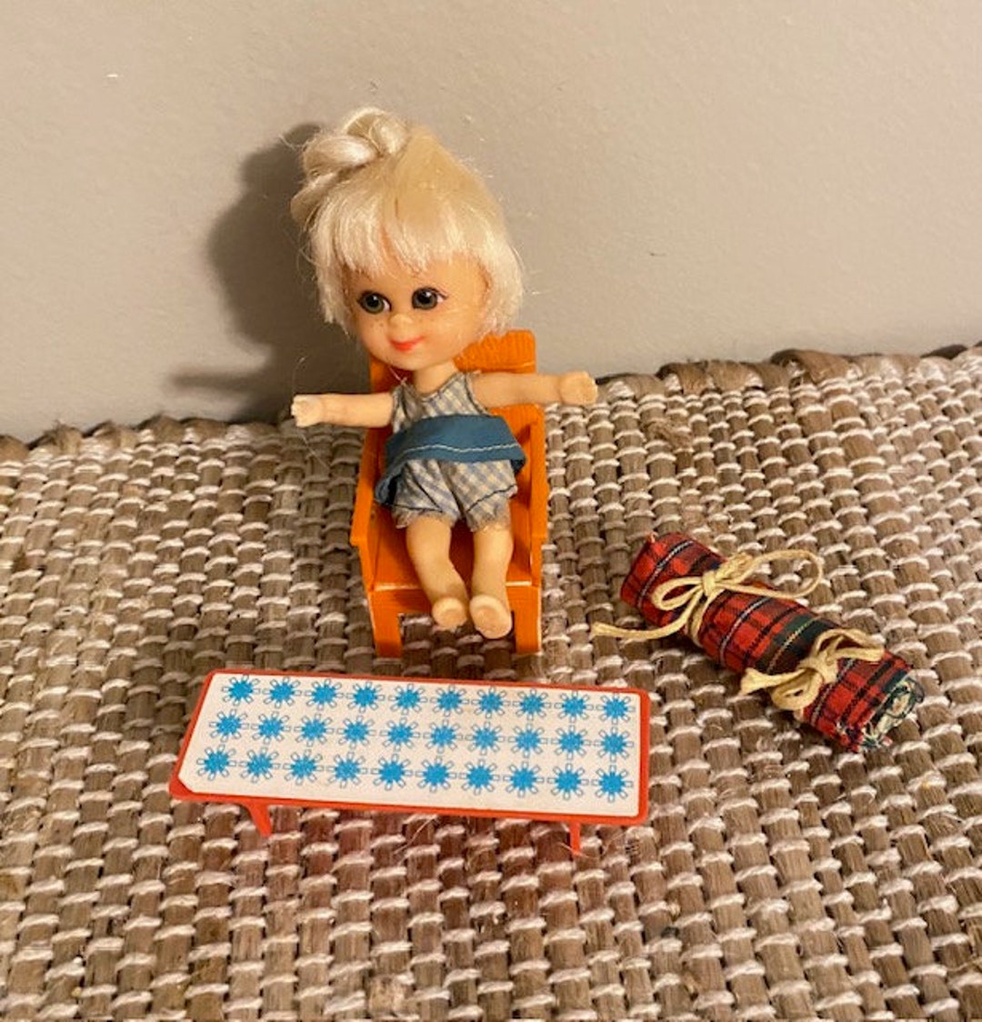 Vintage Kampy Kiddle With Her Sleeping Bag, Table and Chair - Etsy
