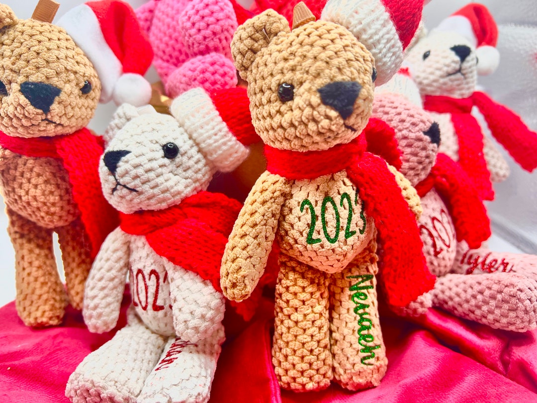 Teddy Bear Ornament With Name Personalized Christmas Ornament Christmas ...