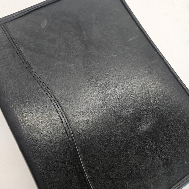 Vtg Day-timer Leather Binder Planner Black 7-ring Organizer Business ...