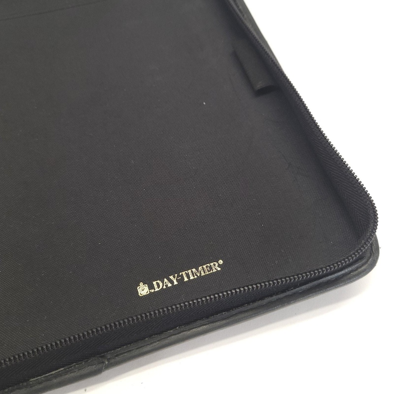 Vtg Day-timer Leather Binder Planner Black 7-ring Organizer Business ...