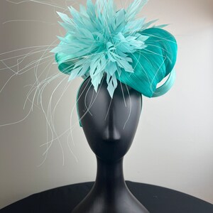 Aqua and Teal Silk Fascinator With Feathers "charity" - Etsy