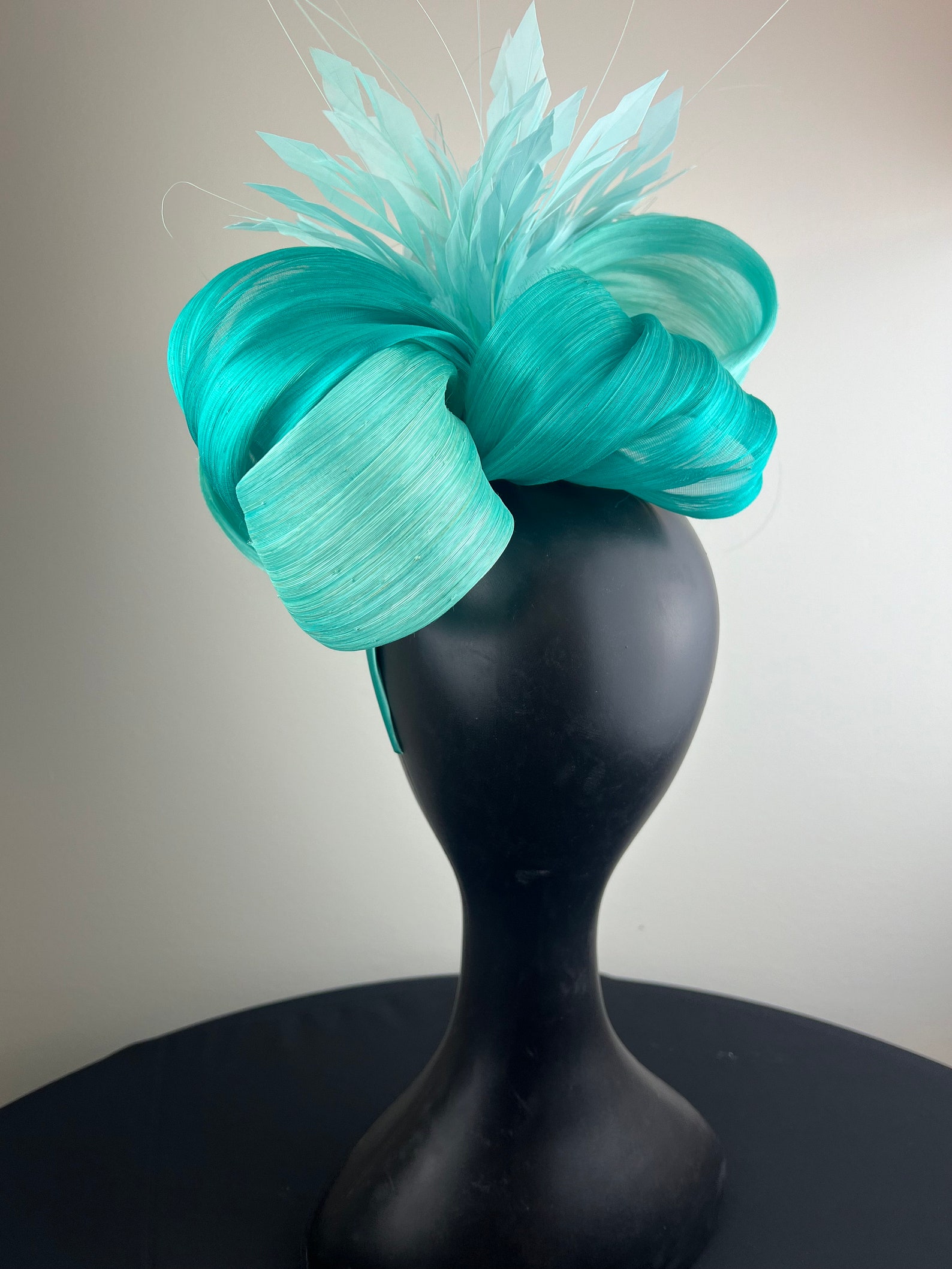 Aqua and Teal Silk Fascinator With Feathers "charity" - Etsy