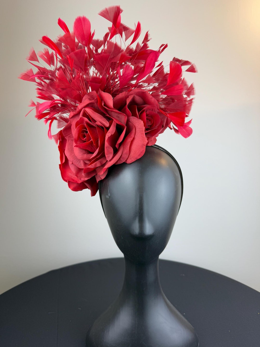 Red Rose Fascinator With Red Feathers jael - Etsy