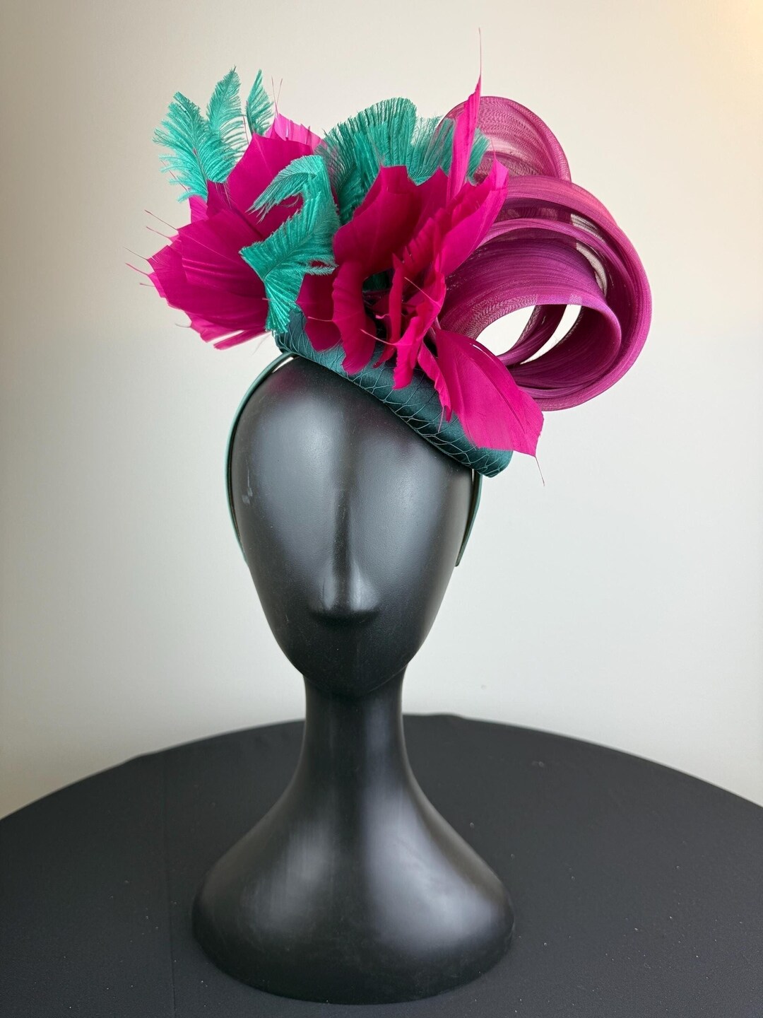 Hunter Green Fascinator With Magenta Silk and Fuschia and Green ...