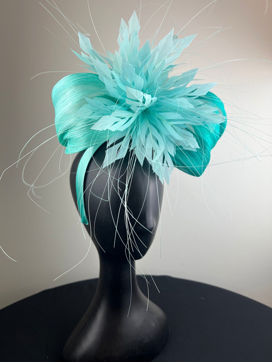 Aqua and Teal Silk Fascinator With Feathers "charity" - Etsy