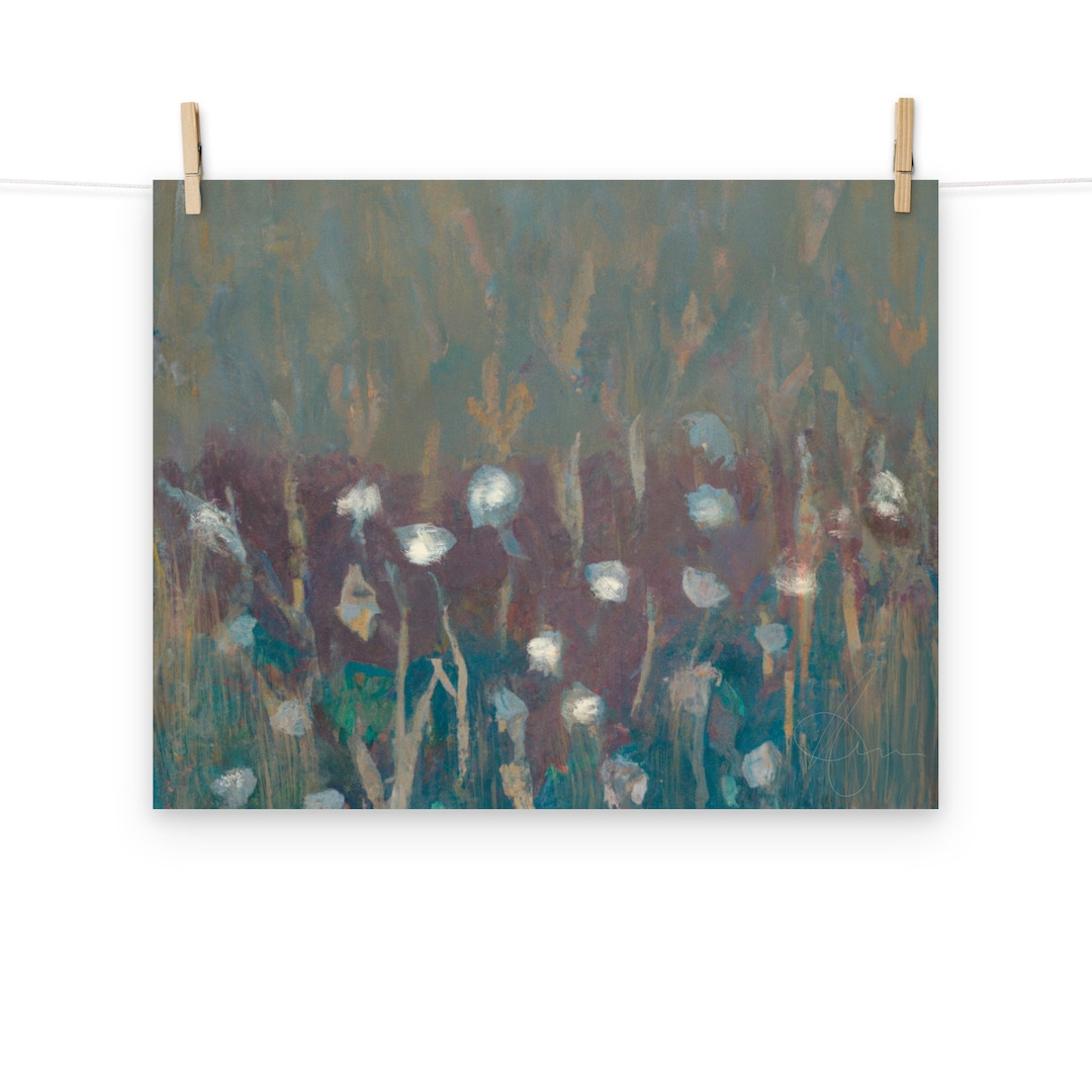 Oil Pastel Flower Field Painting, Physical Matte Art Print, Landscape ...