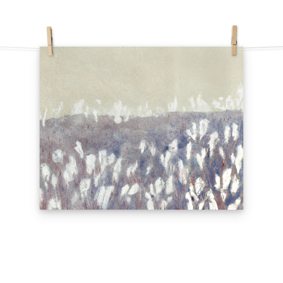 Oil Pastel Flower Field Painting, Physical Matte Art Print, Landscape ...