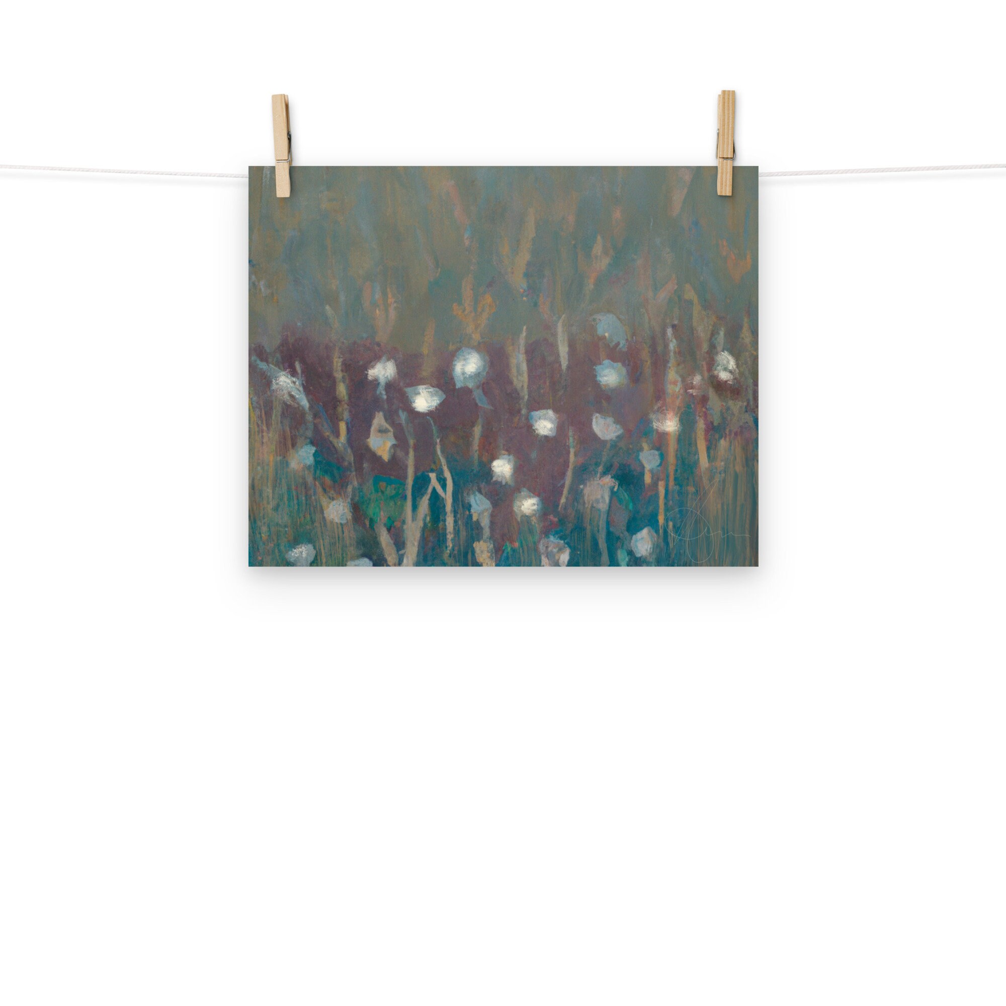 Oil Pastel Flower Field Painting, Physical Matte Art Print, Landscape ...