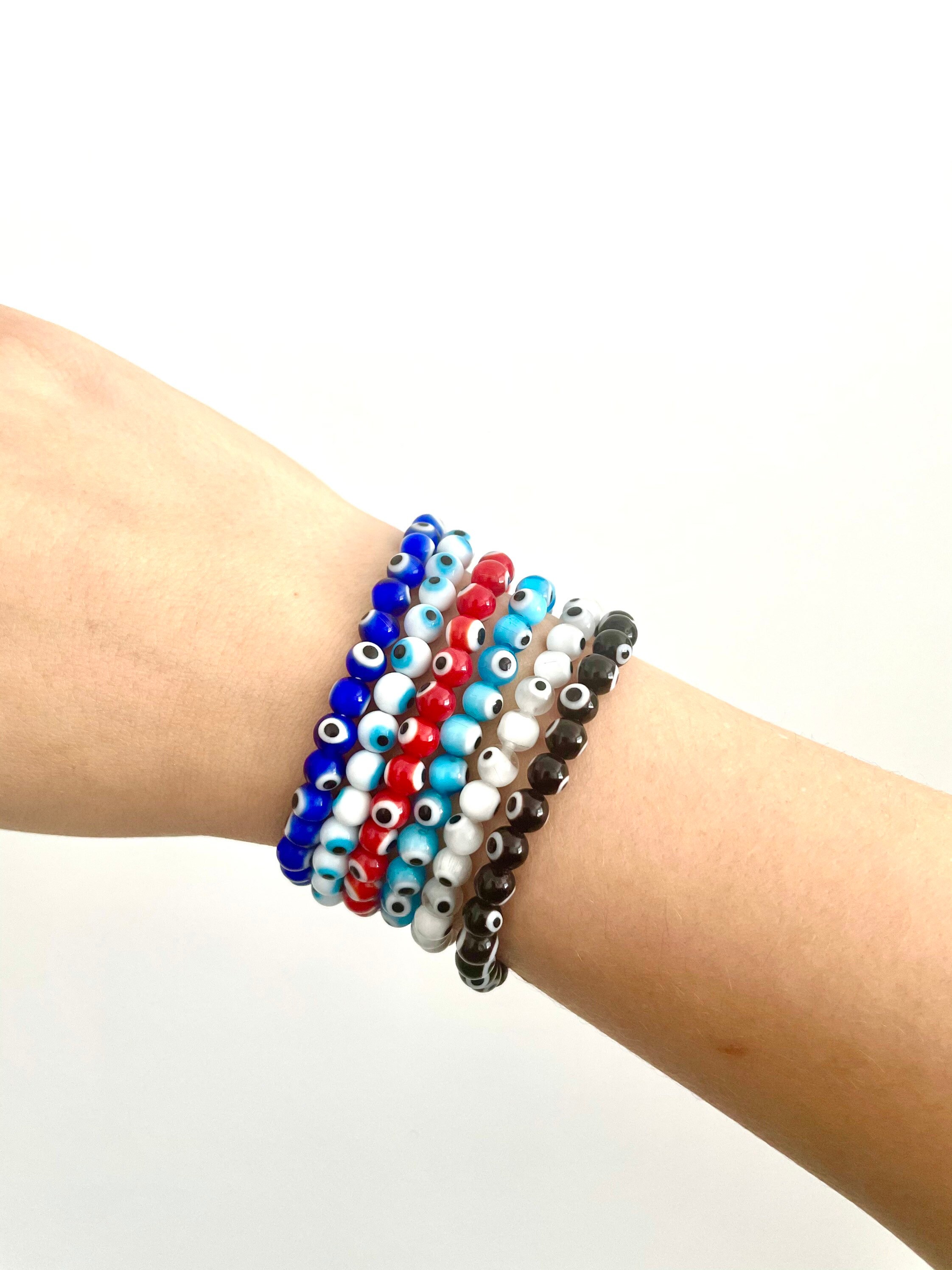 6mm Evil Eye Bracelet. Beaded Bracelet. Stackable Bracelet. | Etsy