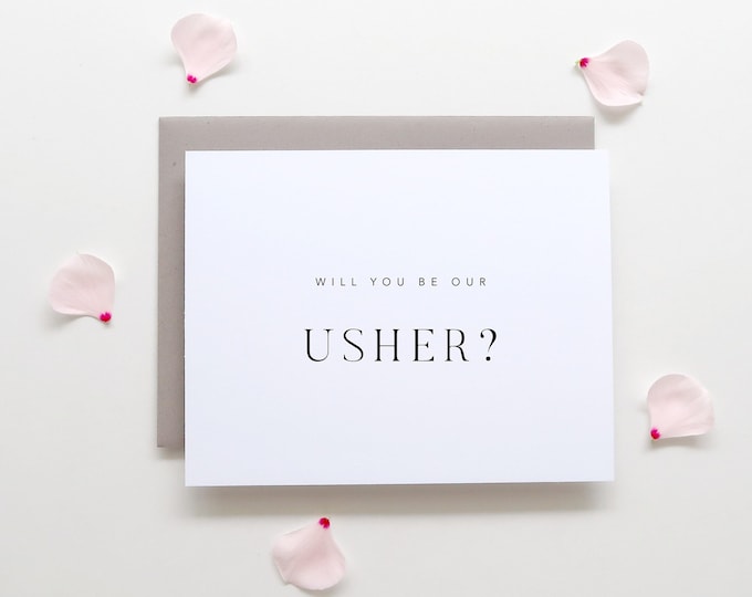 Will You Be My Usher Proposal Card, Modern, Minimalist Design ...