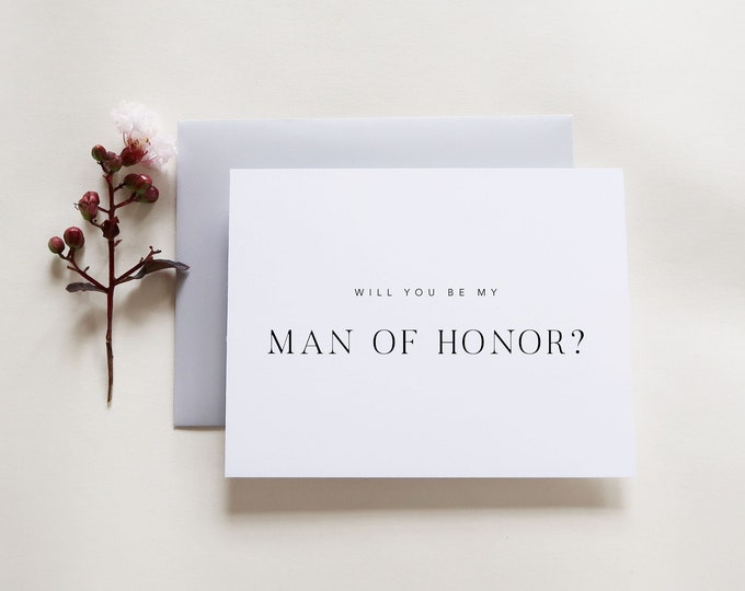 Will You Be My Man of Honor Card. Man of Honor Proposal Card. Proposal ...
