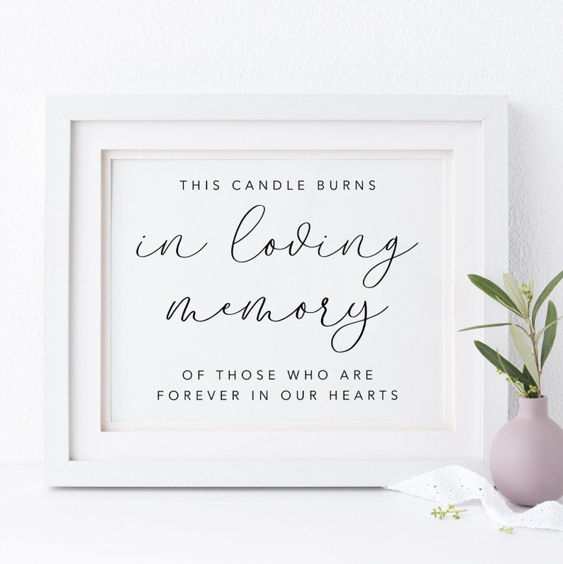 This Candle Burns in Loving Memory Sign. Memory Table Sign. Memorial ...