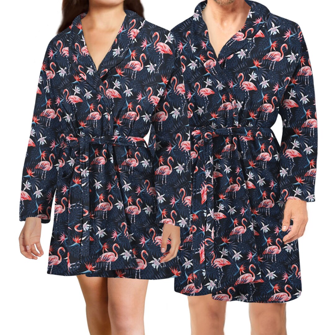 Flamingo Bathrobe Flamingo Pattern Robe for Women / Men Flamingo Robe ...