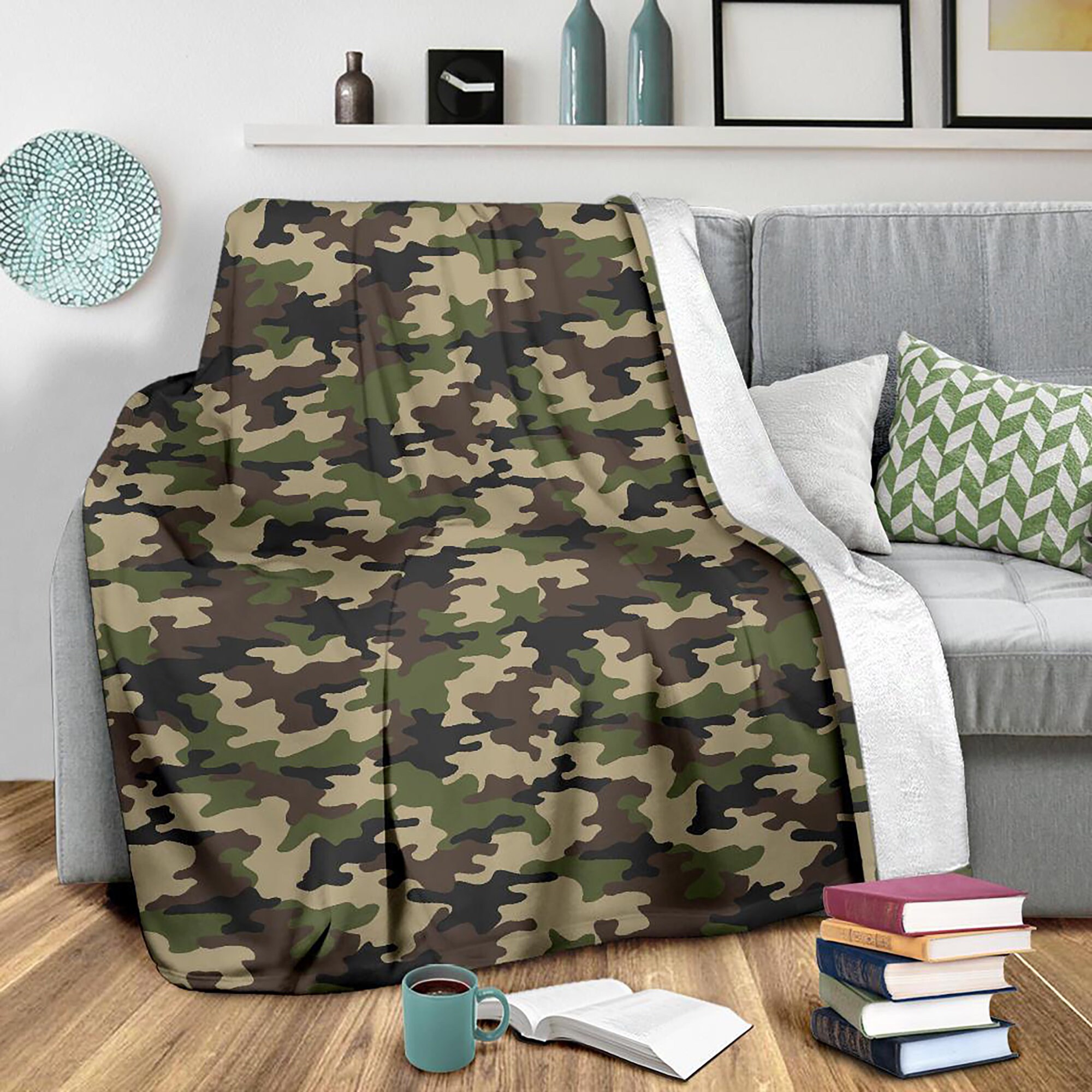 Cute Camouflage Blanket Camouflage Pattern Throw Camo - Etsy