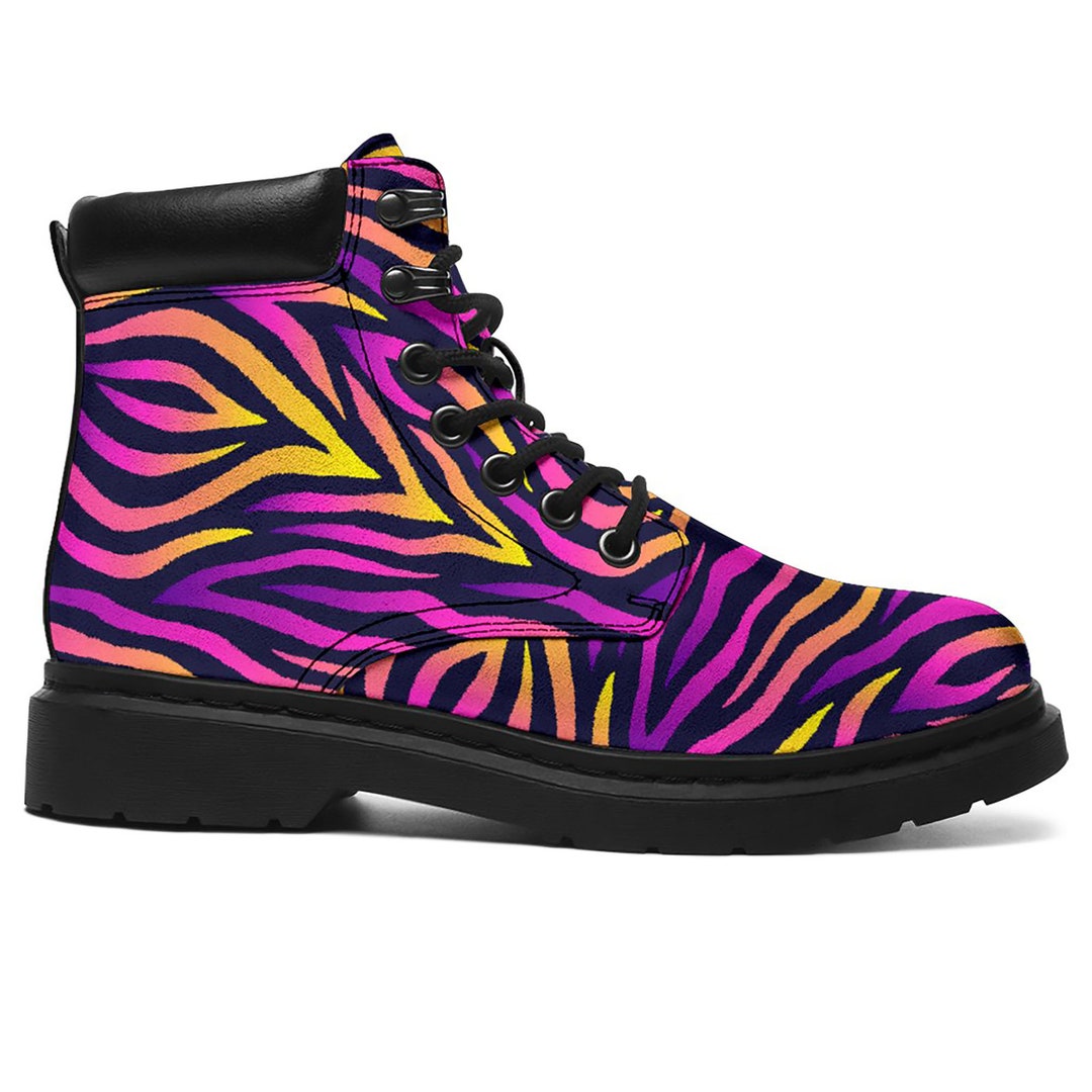 Zebra Print Winter Boots Zebra Pattern Booties Duck Boots - Etsy