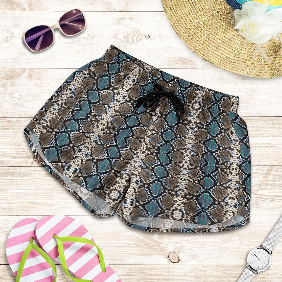 Snake Print Shorts Snake Pattern Swim Shorts for Women / Men - Etsy UK