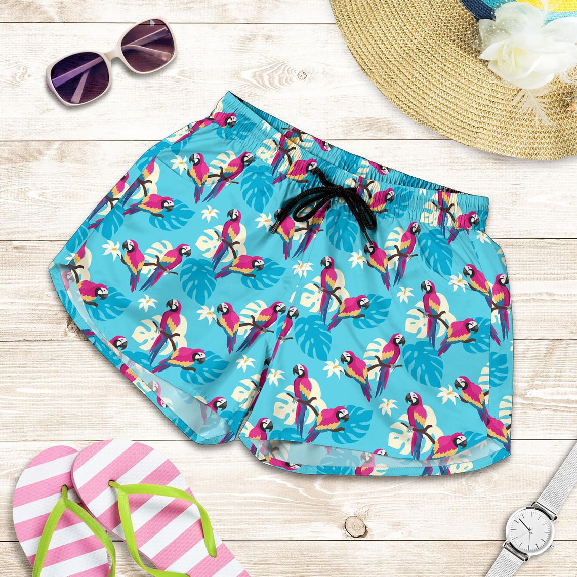 Parrot Shorts Parrot Pattern Swim Shorts For Women Men Etsy