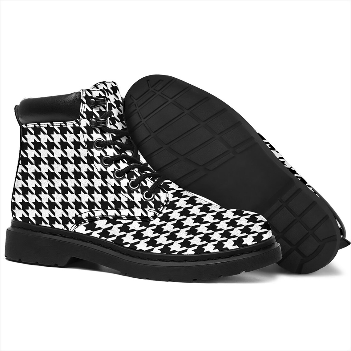 Houndstooth Print Winter Boots Houndstooth Pattern Booties - Etsy
