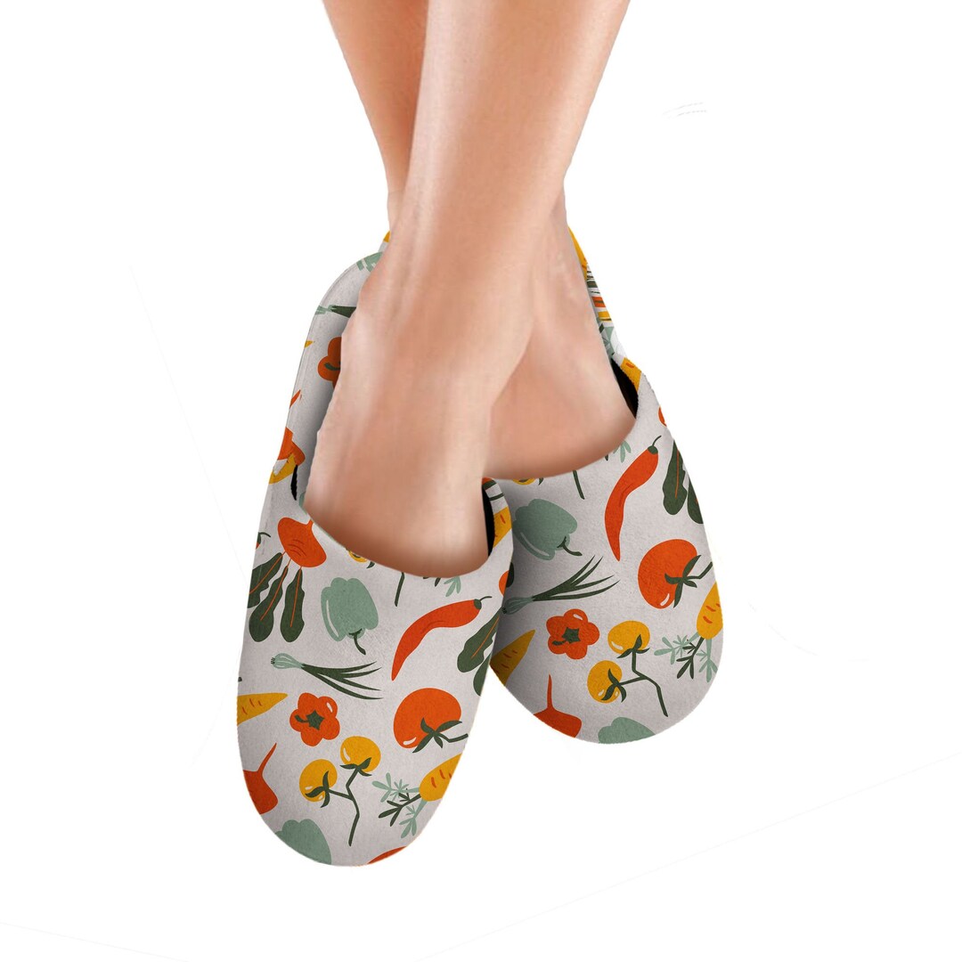 Vegetable Slippers Veggie Pattern Slippers Cute Vegetable - Etsy