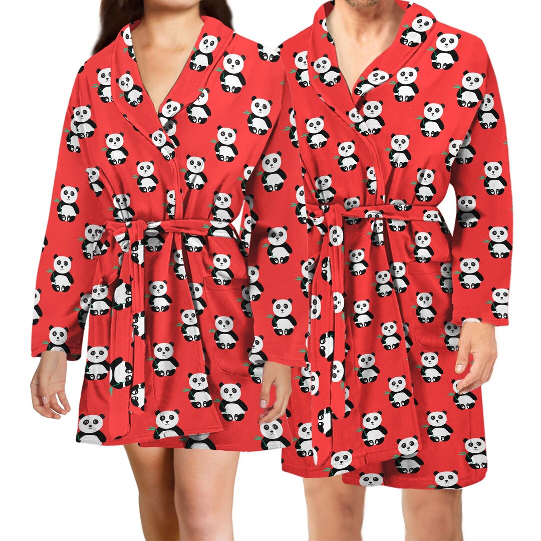 Panda Bathrobe Panda Pattern Bath Robe for Women / Men Panda Print Robe ...