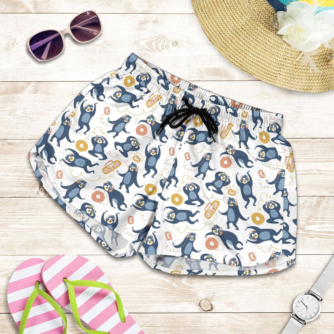 Sloth Shorts Sloth Pattern Swim Shorts for Women / Men - Etsy UK