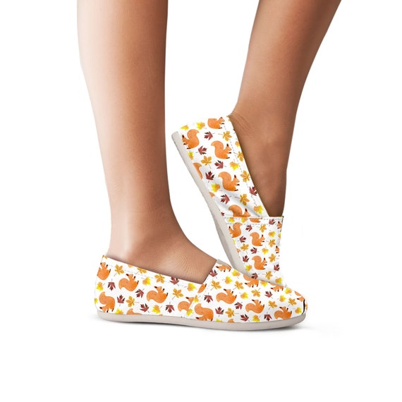 Squirrel Pattern Slip on Shoes for Women Squirrel Sneakers | Etsy