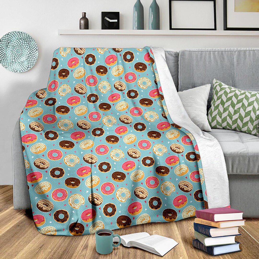 Cute Donut Blanket Donut Pattern Throw Blanket Donut Print - Etsy