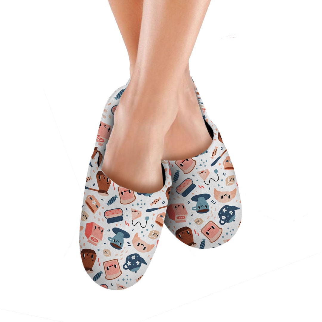 Breakfast Slippers Breakfast Pattern Slippers Cute Slippers for Women ...