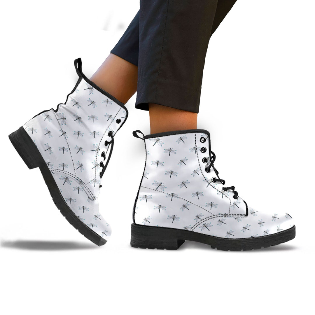 Dragonfly Combat Boots Dragonfly Pattern Booties Winter - Etsy