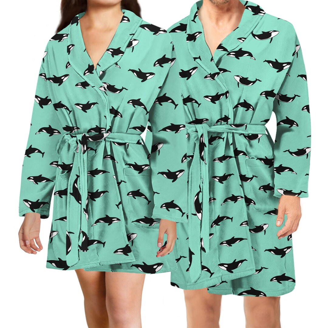 Sea Orca Bathrobe Orca Pattern Bath Robe for Women / Men Orca Print ...