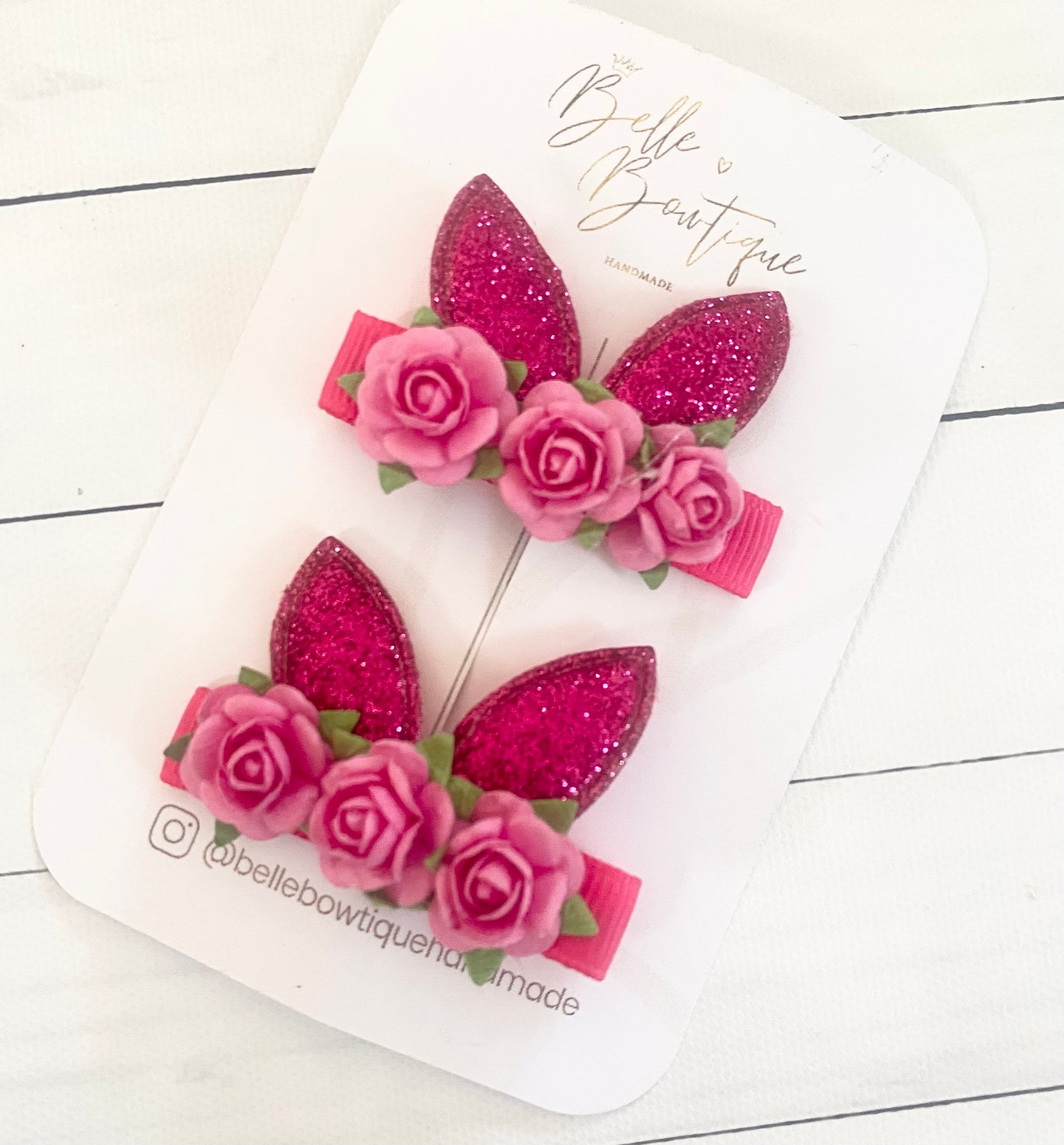 Bunny Rabbit Ears Hair Clip | Pink Clip | Rabbit Ear Flower Clips ...