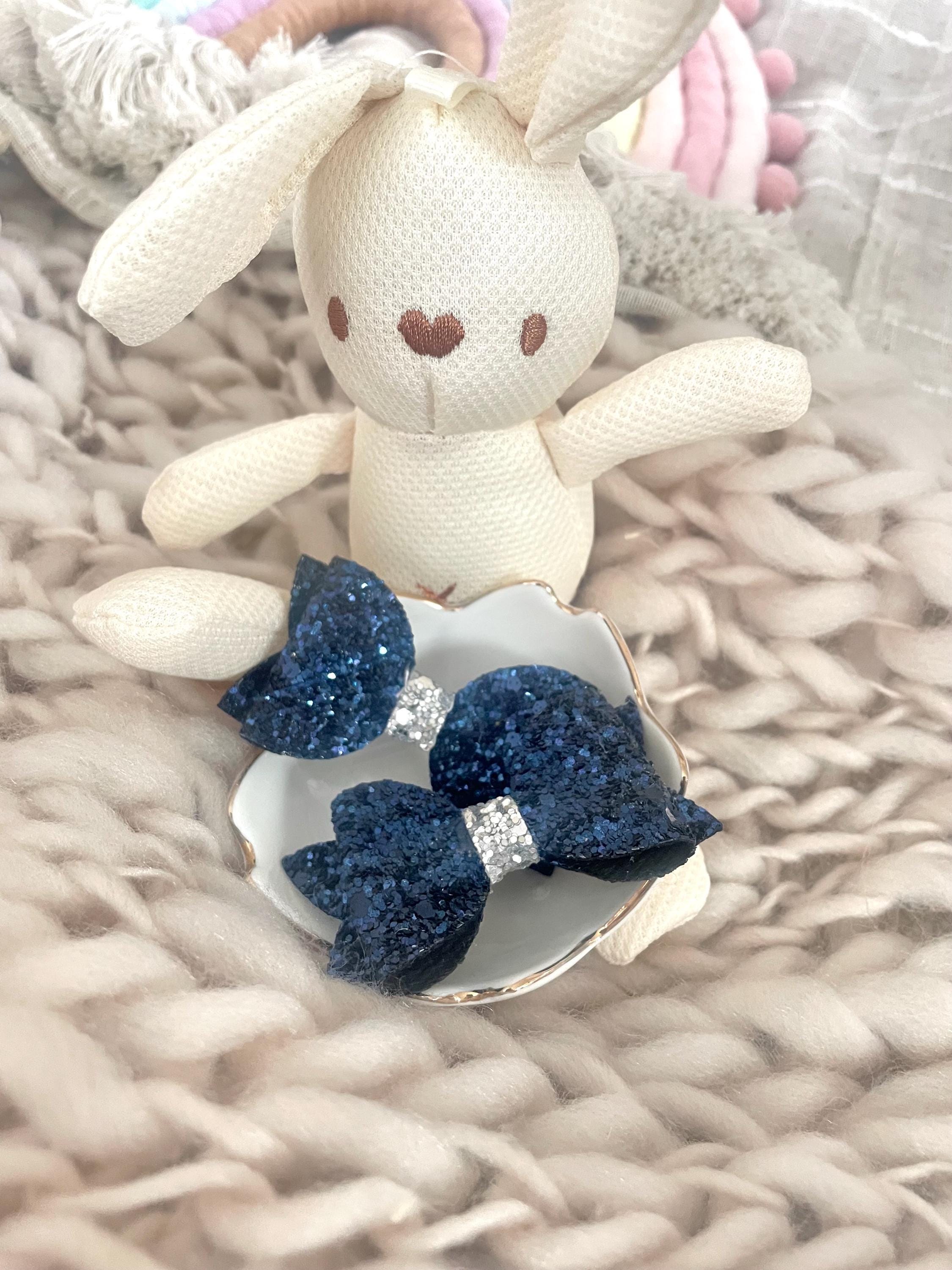 Girls Hair Clip Navy Glitter Clip Pair of Clips Girls Bow Clips Navy Blue and Silver Small Bow Mini Clip Birthday Gift Etsy Ireland